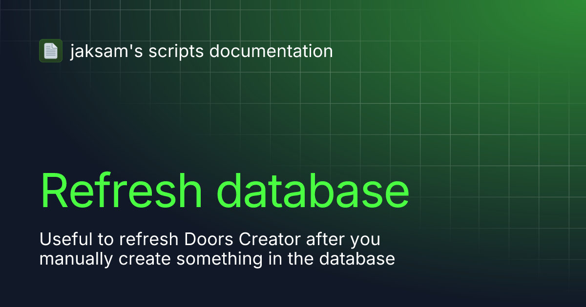 Refresh Database Jaksams Scripts Documentation