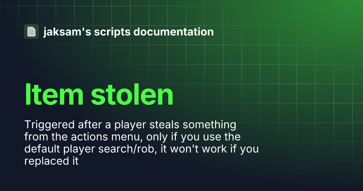 Item stolen | jaksam's scripts documentation